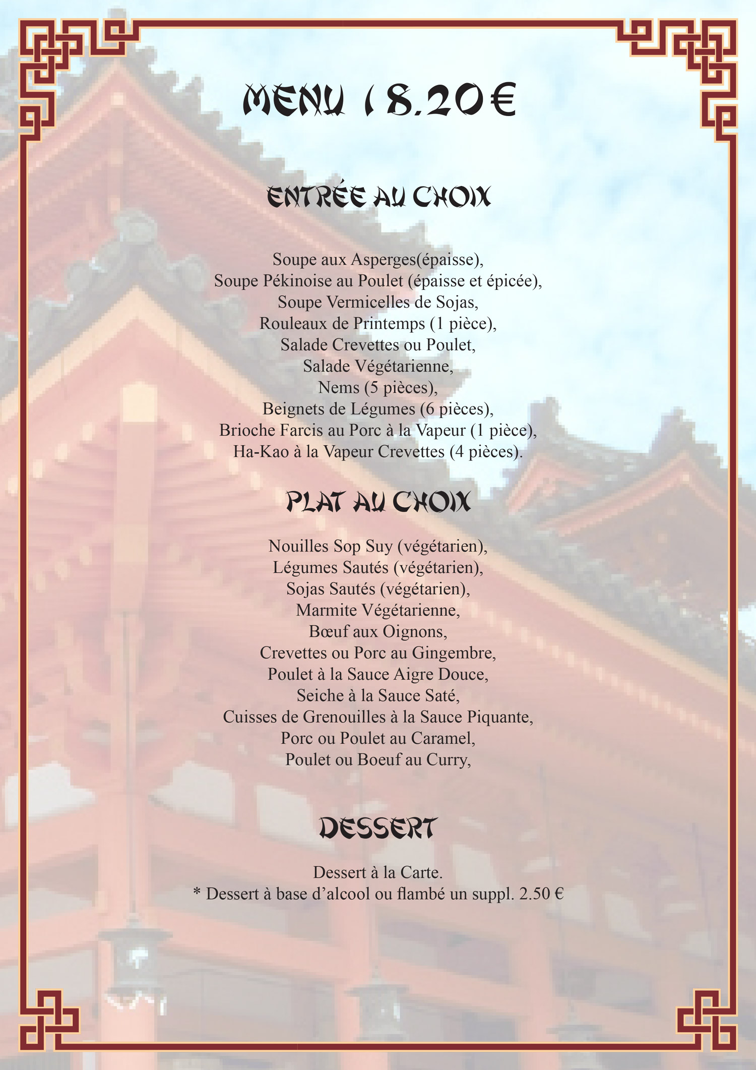 Les Menus - Restaurant chinois à Lavaur (81500) - Le Chinatown
